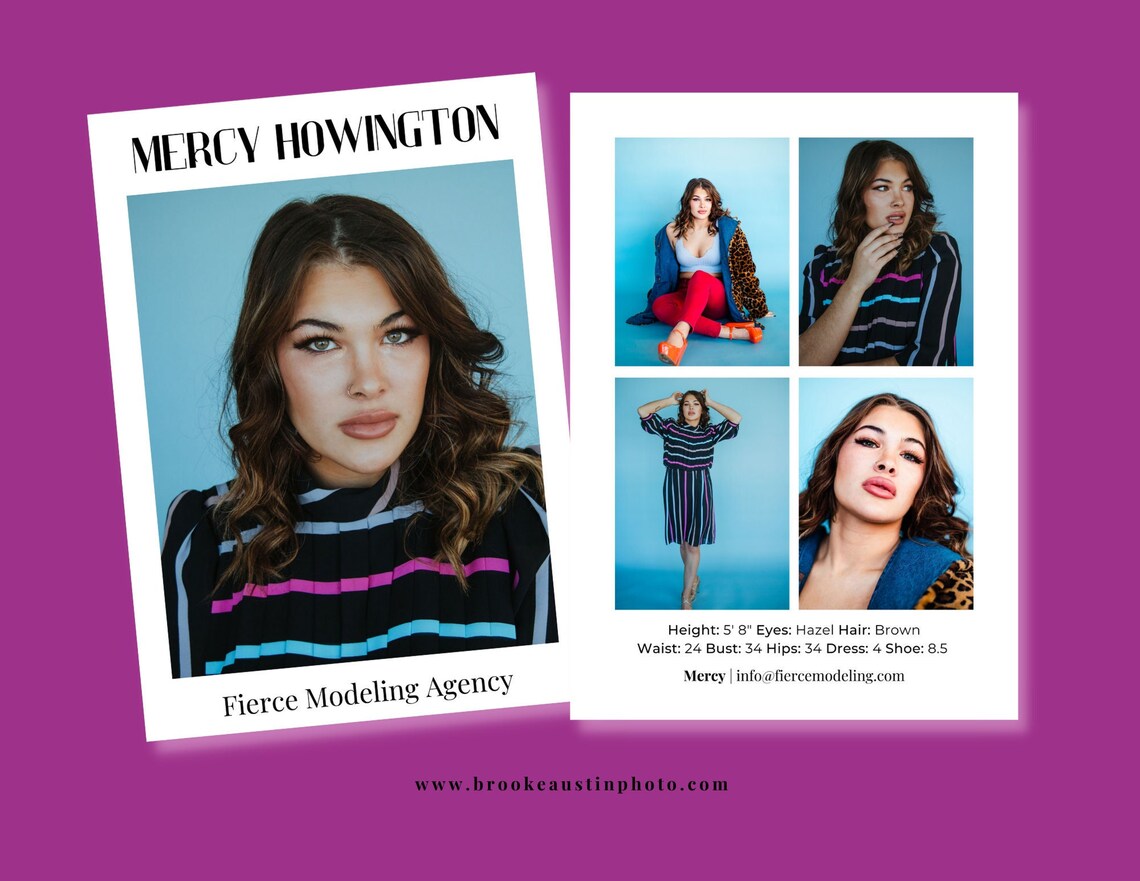 Mercy | Model Comp Card Canva Template Customizable Professional ...