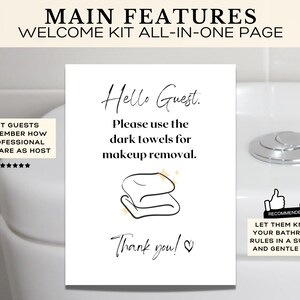 Airbnb Sign Makeup Removal Towel Template Airbnb Bathroom Sign for Wall ...