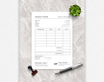 Editable Order Form Template Modern Order Form Small Business Forms ...