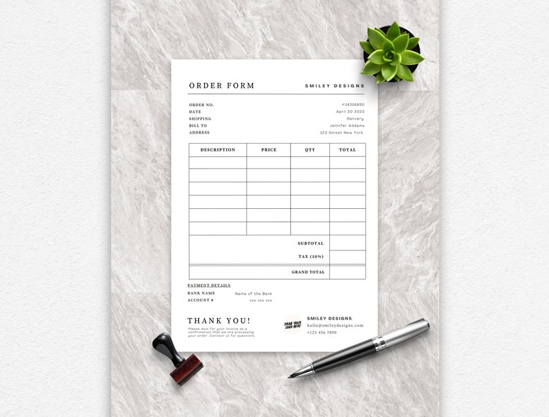 Order Form Template | Editable Small Business Printable Purchase Forms ...