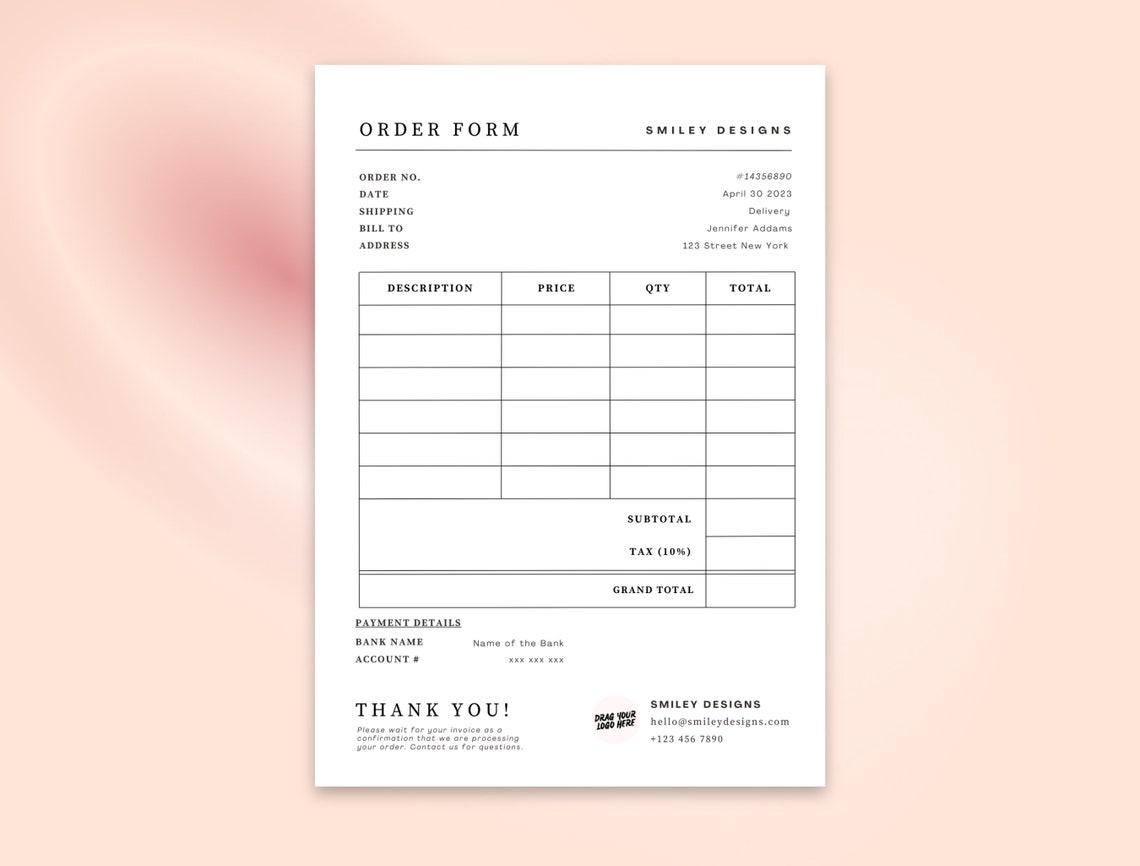 Order Form Template | Editable Small Business Printable Purchase Forms ...