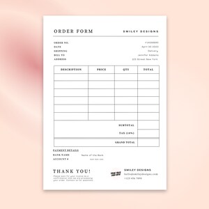 Order Form Template Editable Small Business Printable Purchase Forms ...