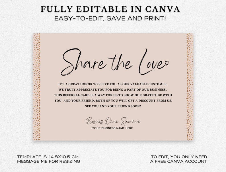 Referral Card | Printable Refer a Friend Template | Editable Canva ...