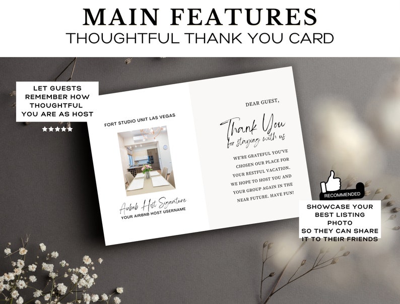 Airbnb Host Thank You Card Template Airbnb Vacation Rental Welcome Card for Guests Editable ...