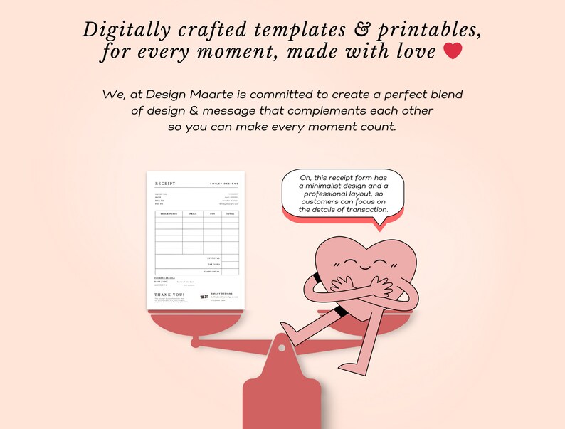 Fillable Receipt Template | Printable Billing Order PDF | Business ...