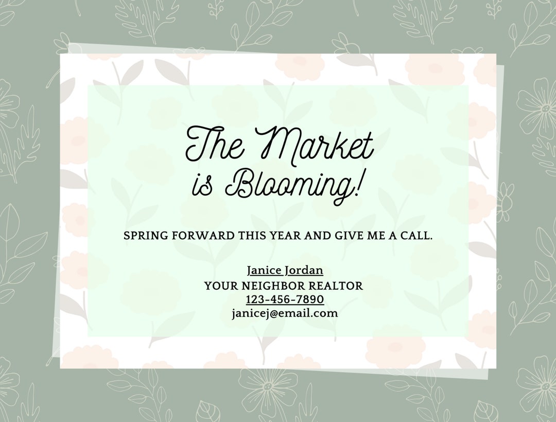 Real Estate Spring Postcard Realtor Spring Postcard Real Estate Post ...
