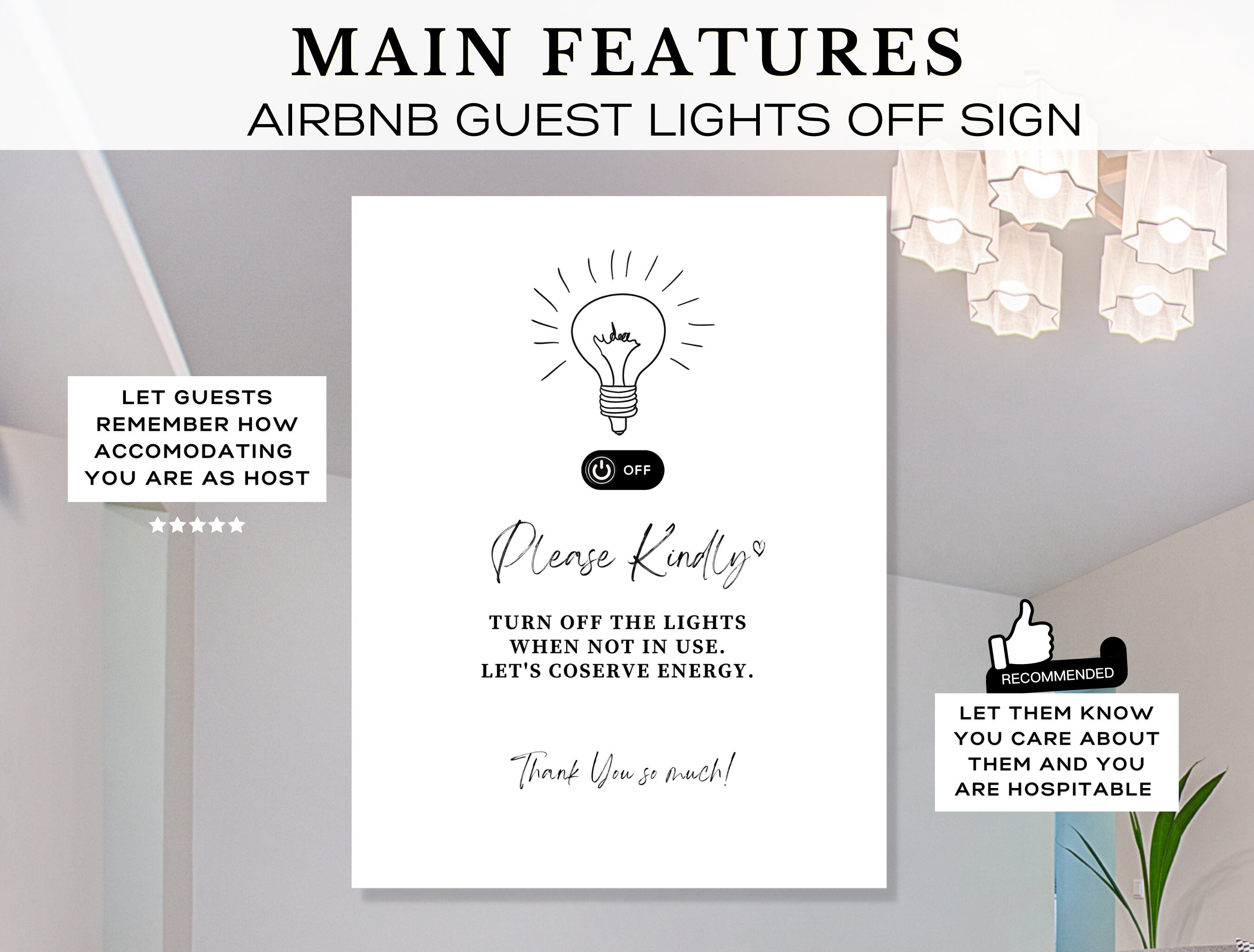Airbnb Turn off Lights Sign Airbnb Sign Lights off Printable Airbnb ...