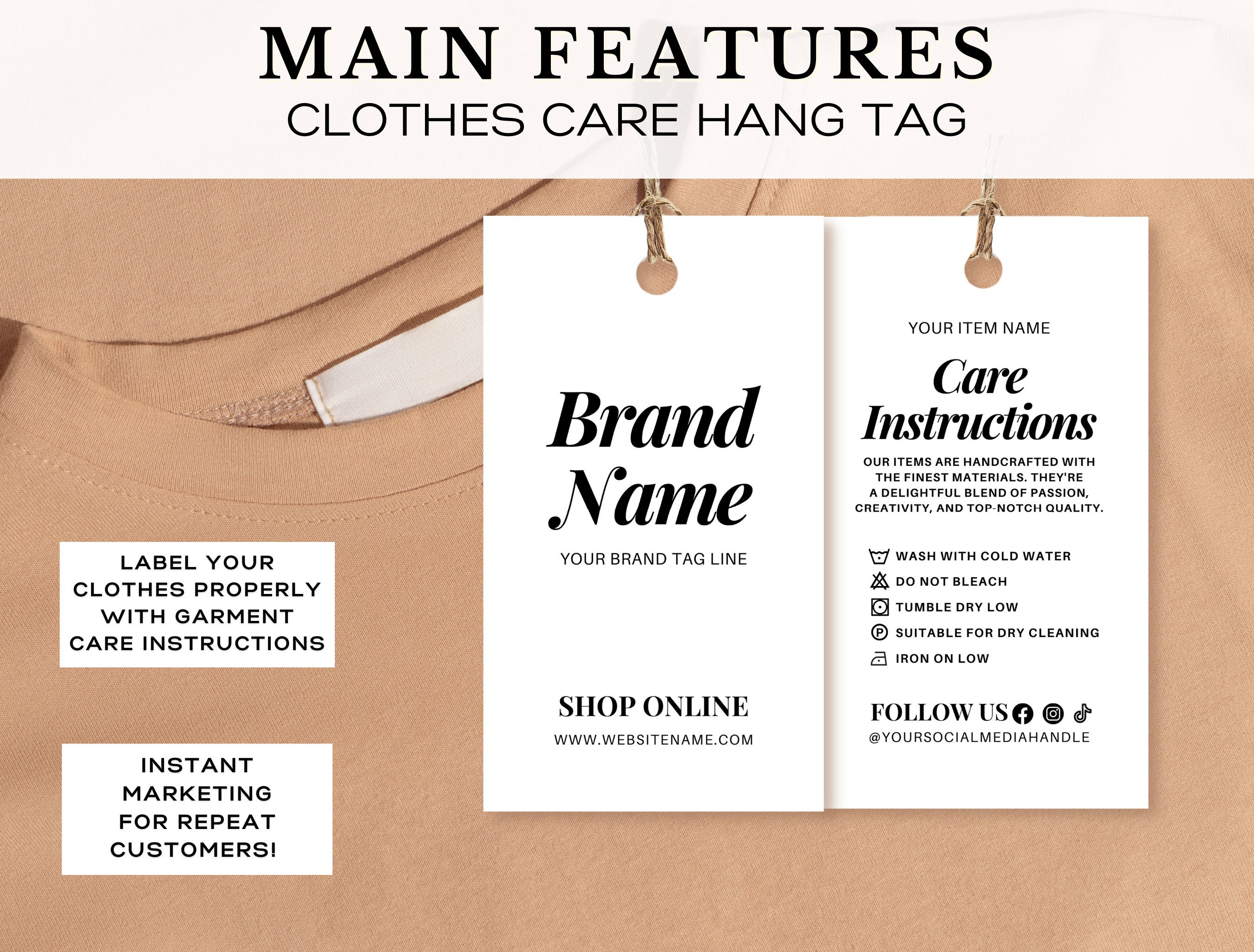 Editable Hanging Price Tags Template Printable Garment Boutique Label ...