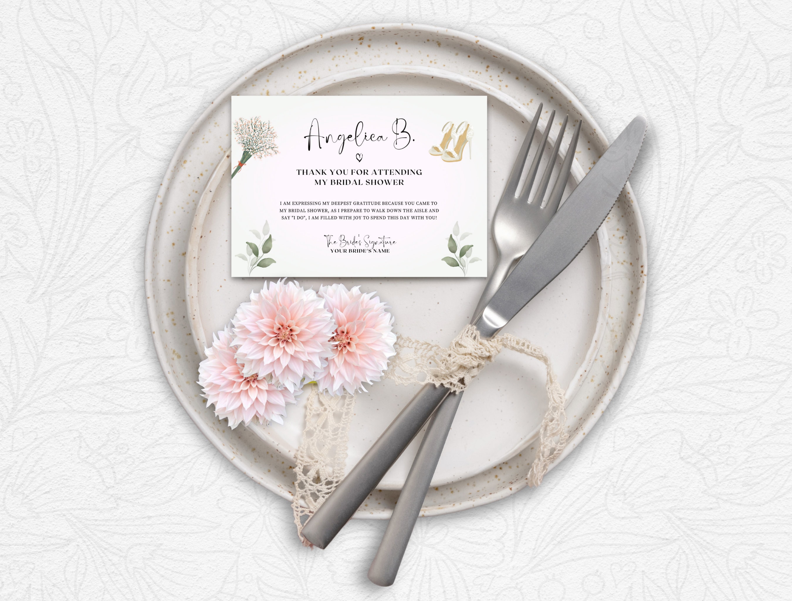 Bridal Shower Thank You Card Modern Minimalist Bridal Shower Gift ...