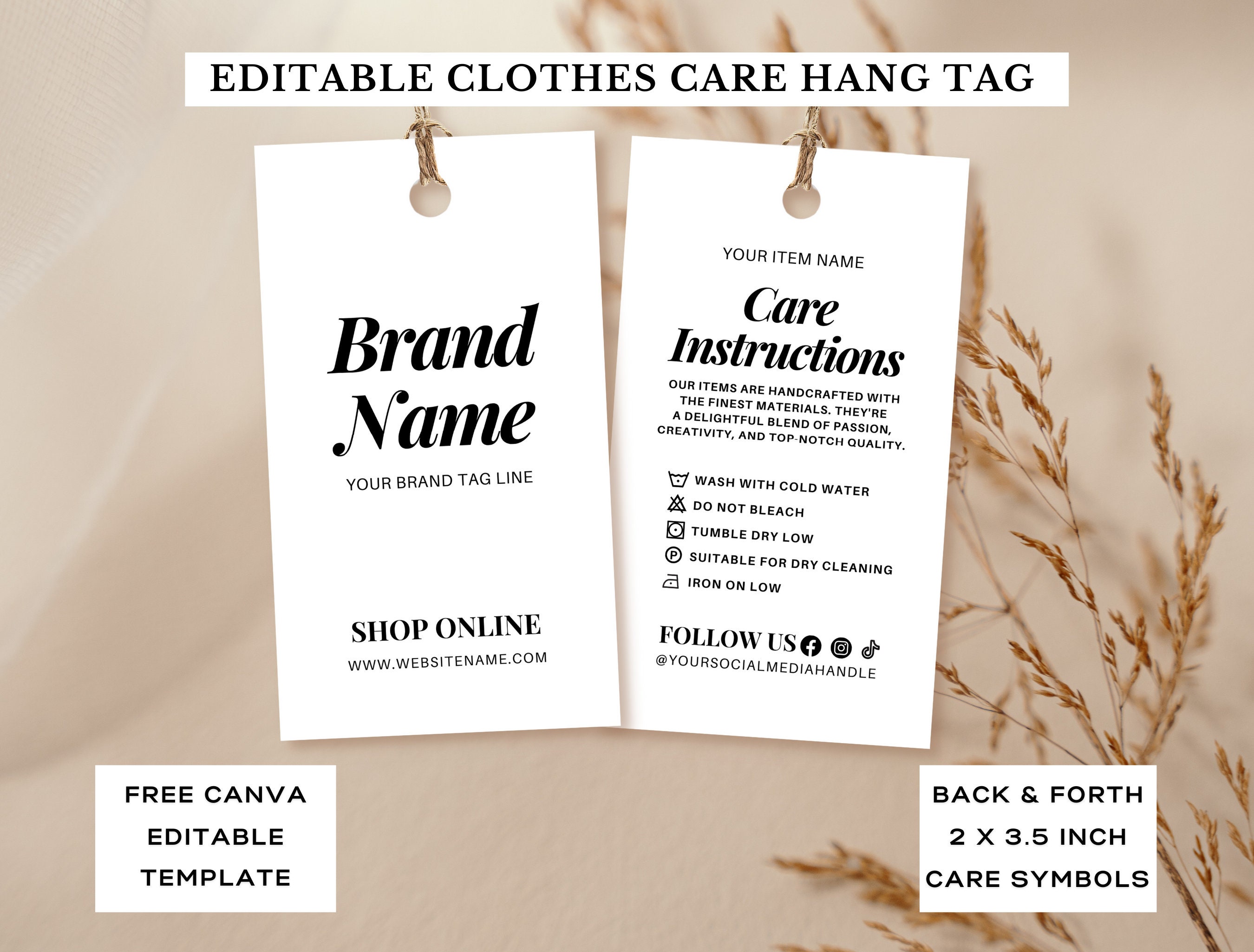Editable Hanging Price Tags Template Printable Garment Boutique Label ...