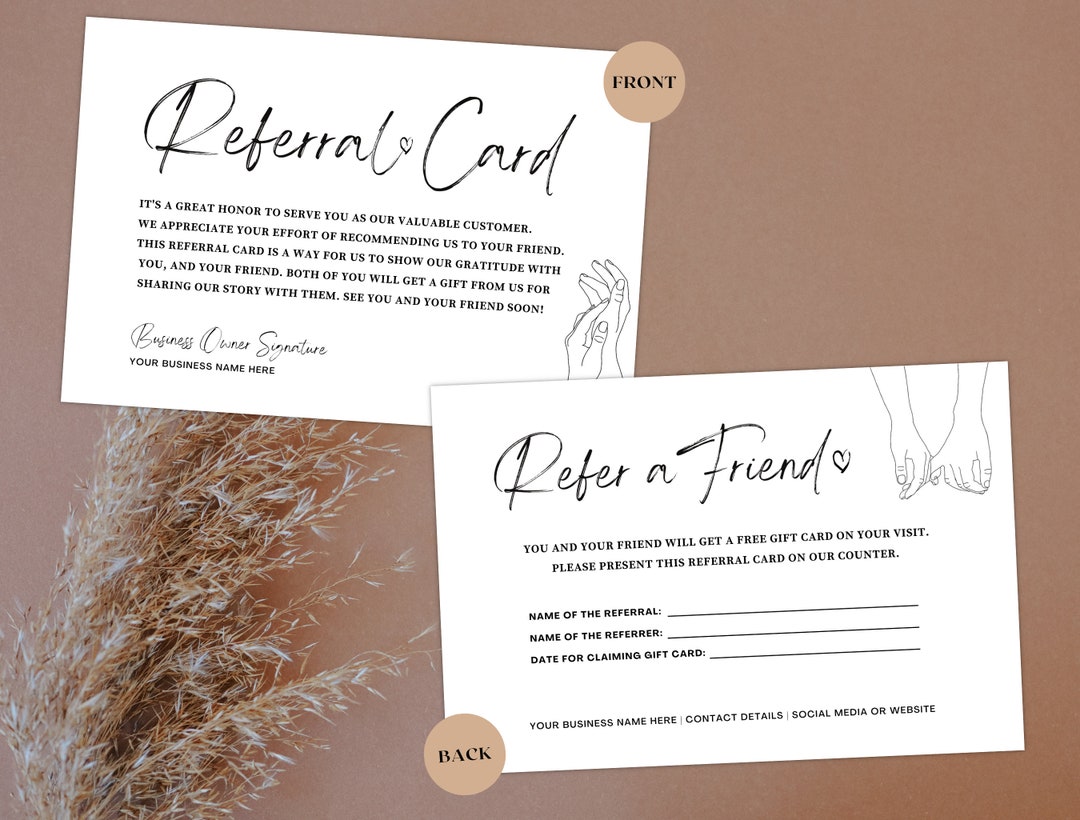 Referral Card Printable Refer a Friend Template Editable - Etsy