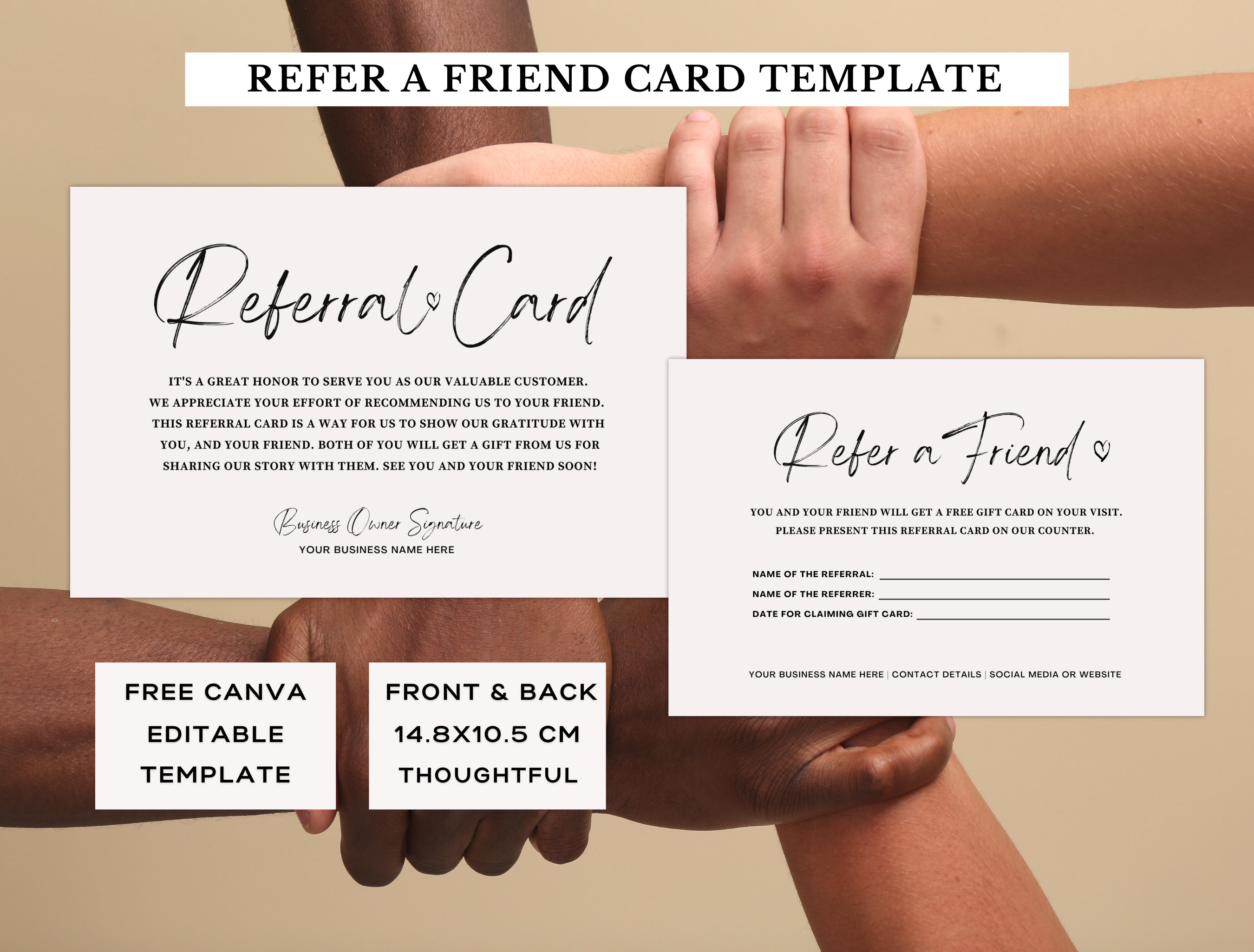 Referral Card Printable Refer a Friend Template Editable Canva Customer ...