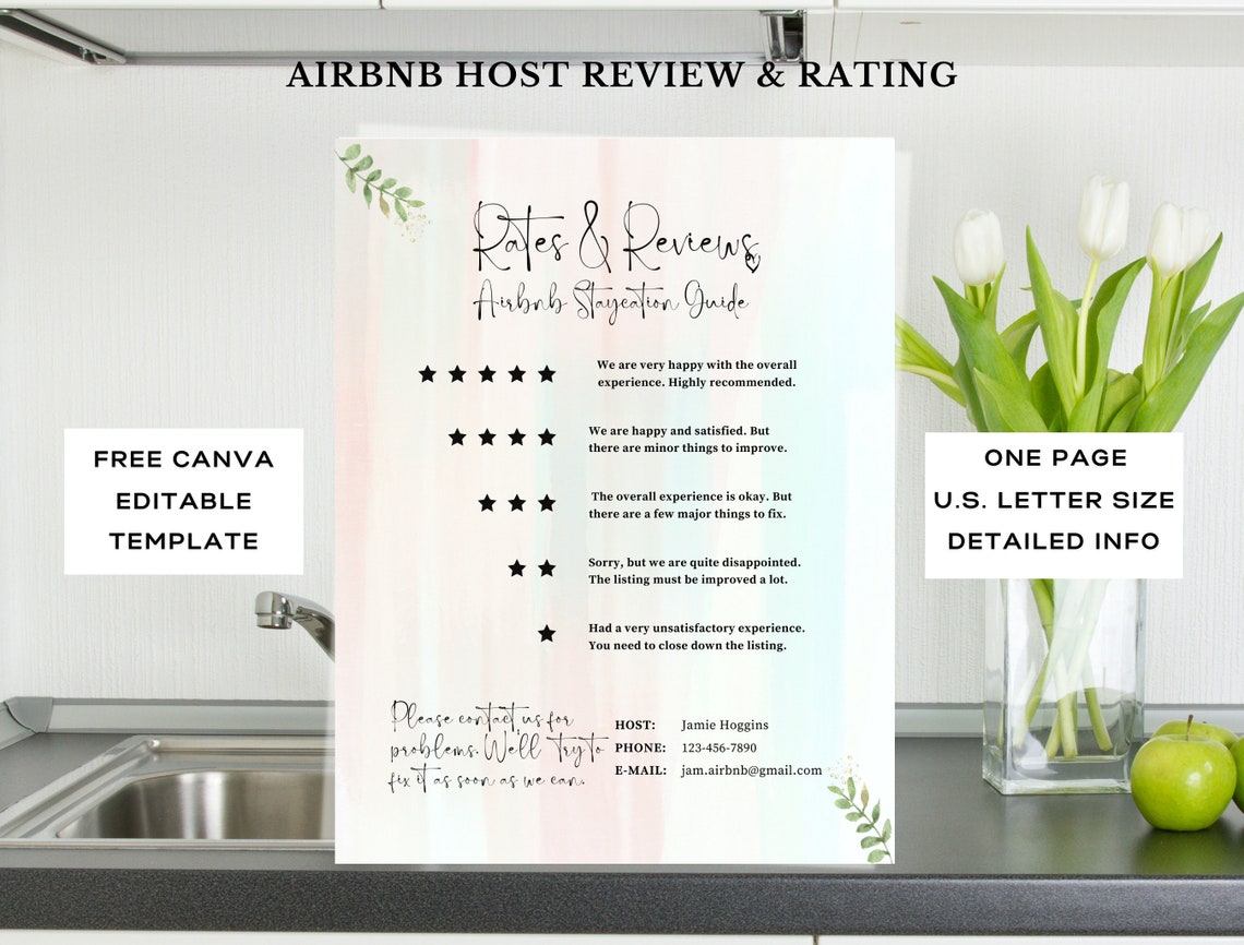 Airbnb Spring Review Rating Template Airbnb Five Star Superhost ...