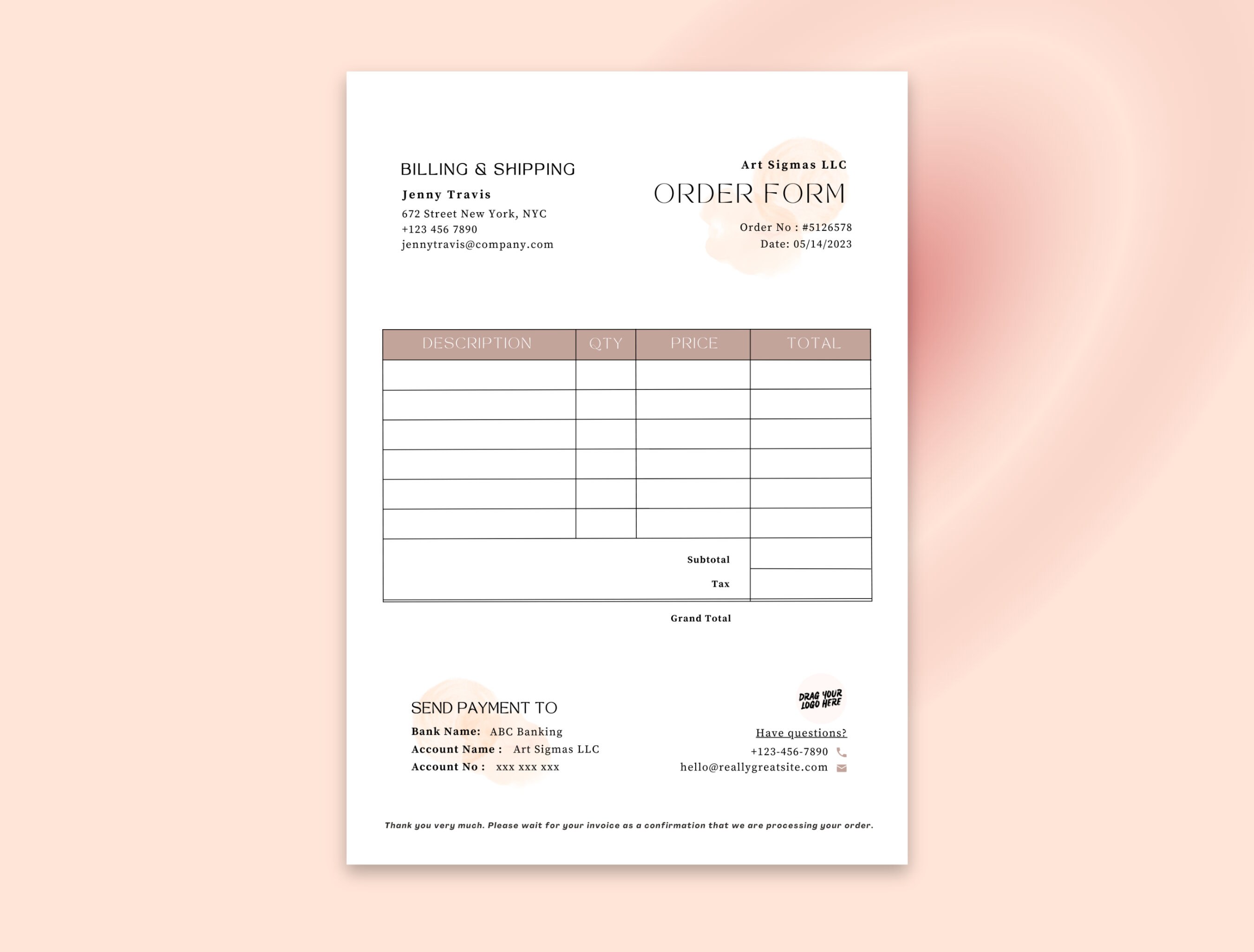 Order Form Template | Editable Small Business Printable Purchase Forms ...