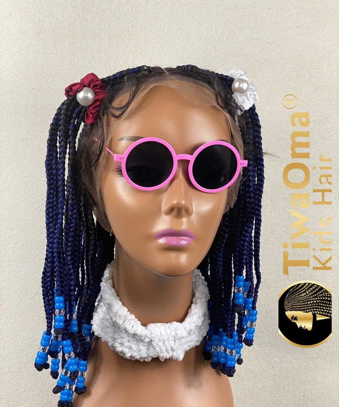 Kids Full Lace Box Braid Wig. Alopecia Comfort Wig for Girls Ages 7 to ...