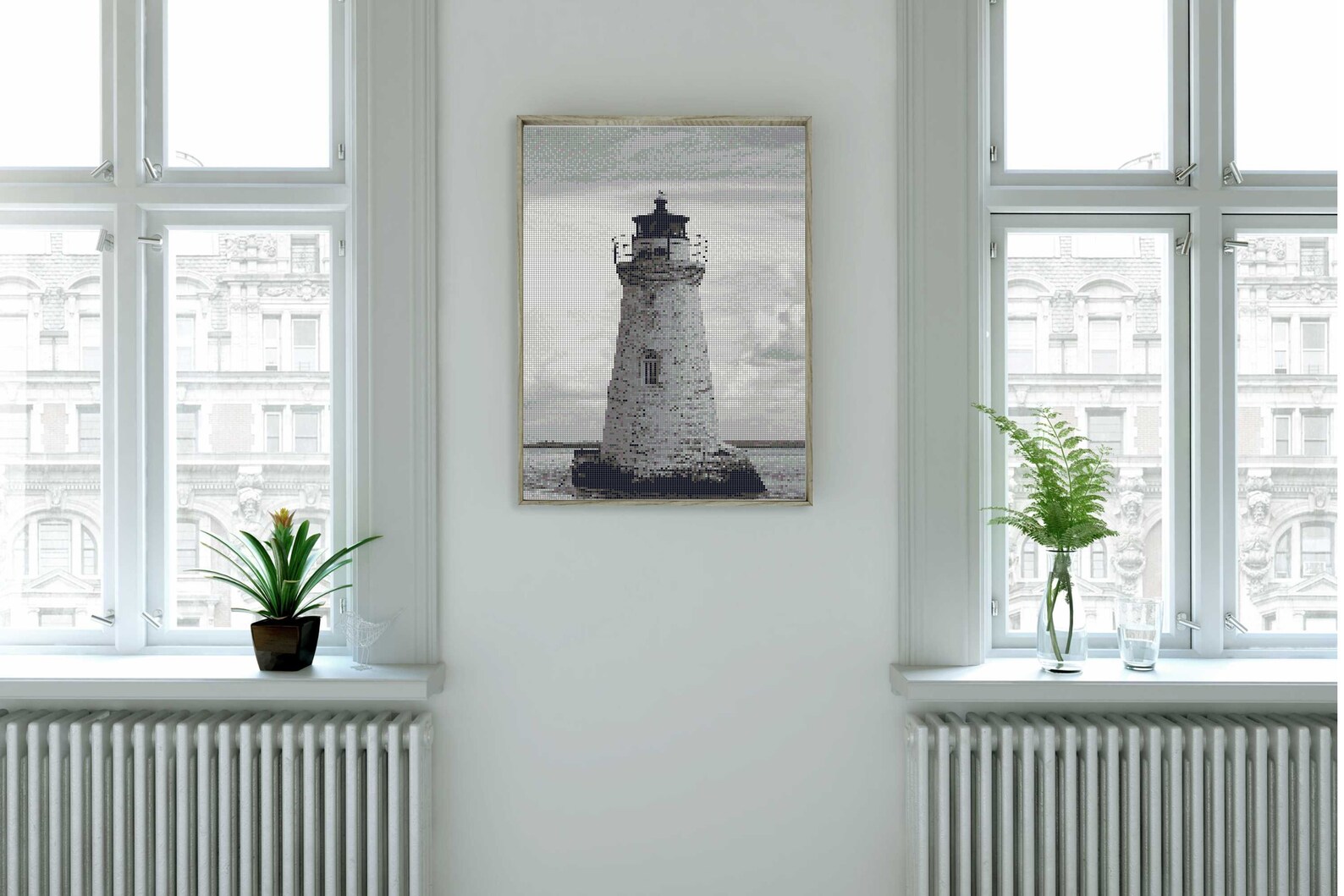 Cockspur Lighthouse, Monochrome Greyscale Custom Gross Stitch Pattern ...