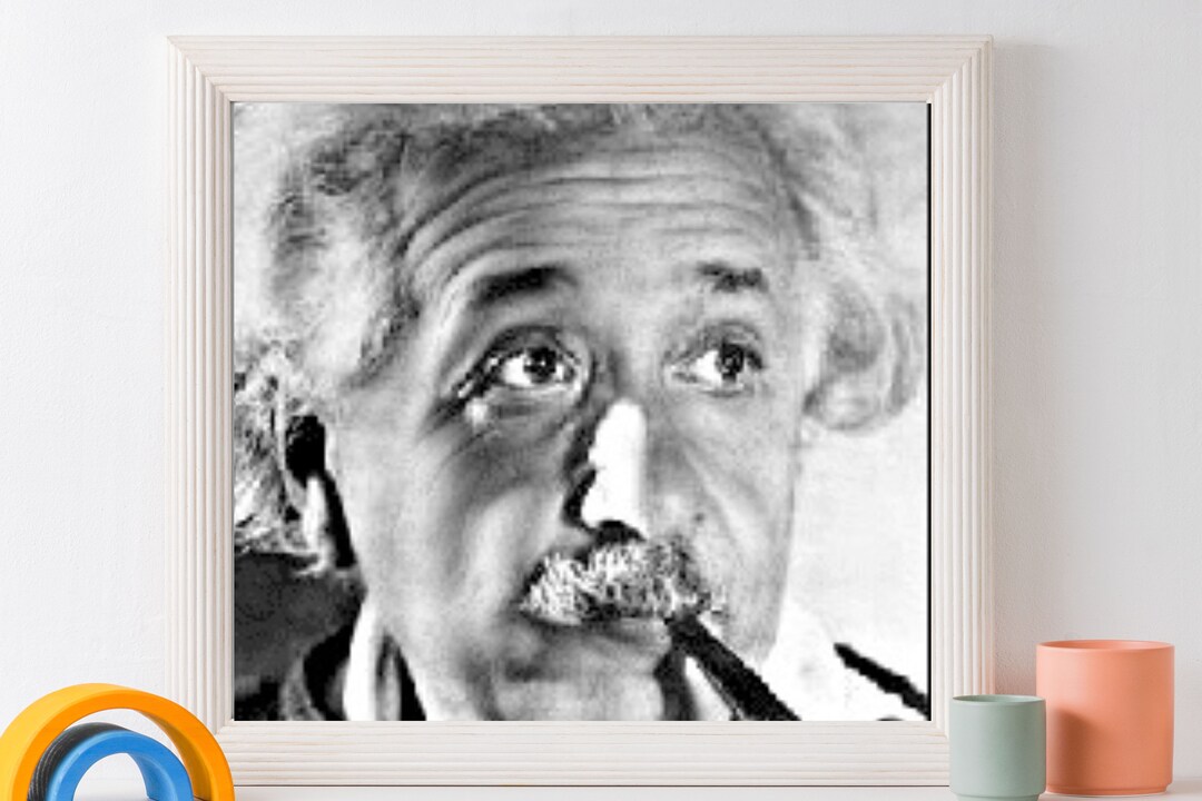 Albert Einstein Greyscale Monochrome Custom Cross Stitch, Embroidery ...