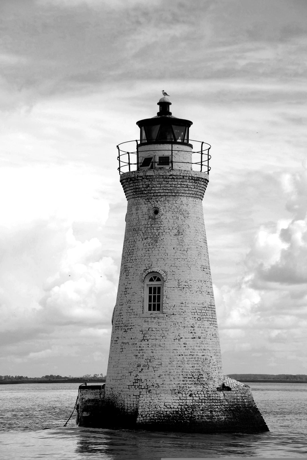 Cockspur Lighthouse, Monochrome Greyscale Custom Gross Stitch Pattern ...
