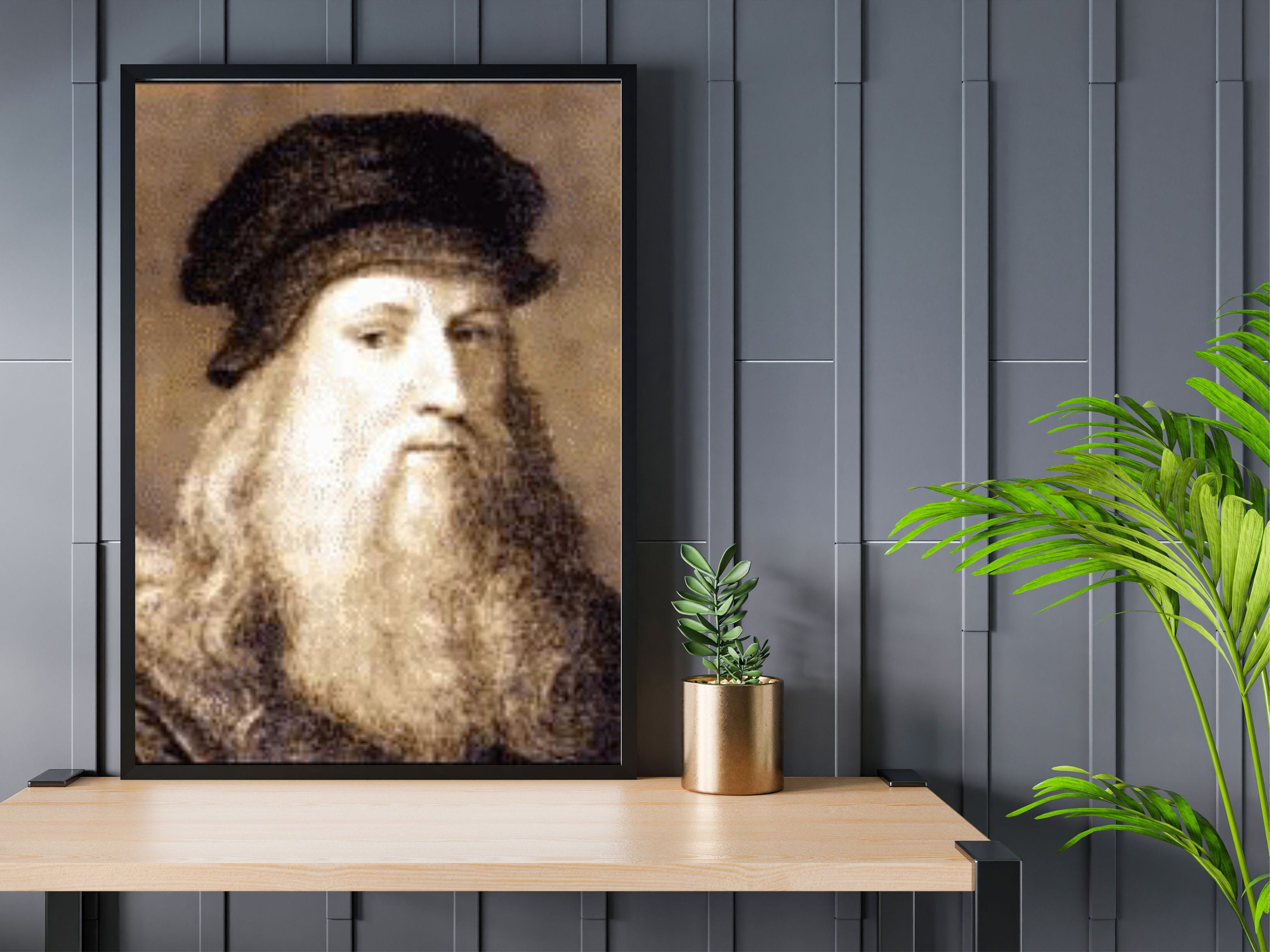 Leonardo Da Vinci, Cross Stitch Pattern, Monochrome, Digital PDF ...