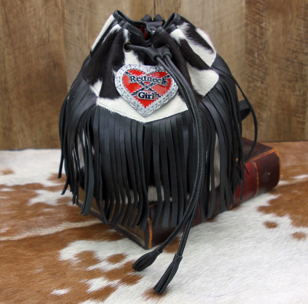 Chic Mini Leather Backpack With Fringe Genuine Cowhide, Redneck Girl ...