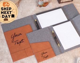 Personalized Leather Flap Portfolio, Custom Notpad Cover, Engraved Side ...