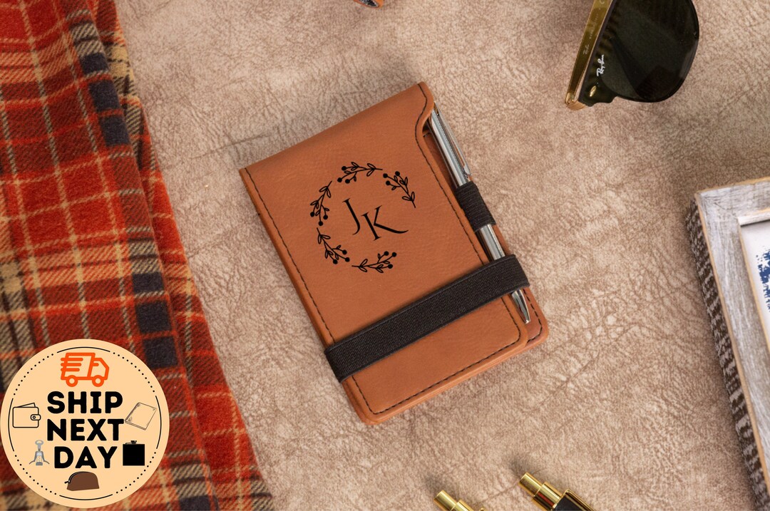 Engraved Leather Notepad, Business Notepad With Pen, Personalized ...