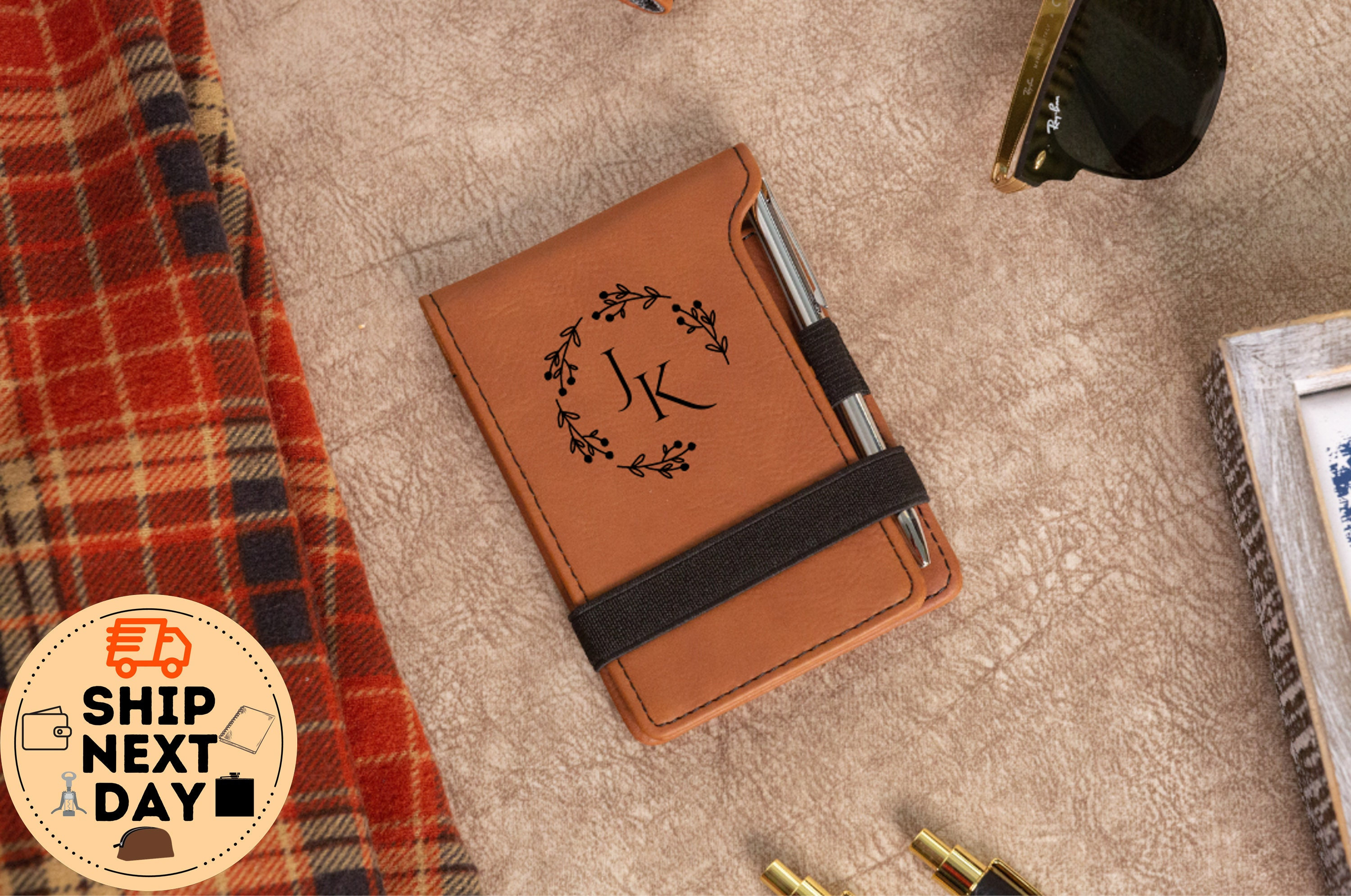 Engraved Leather Notepad, Business Notepad With Pen, Personalized ...