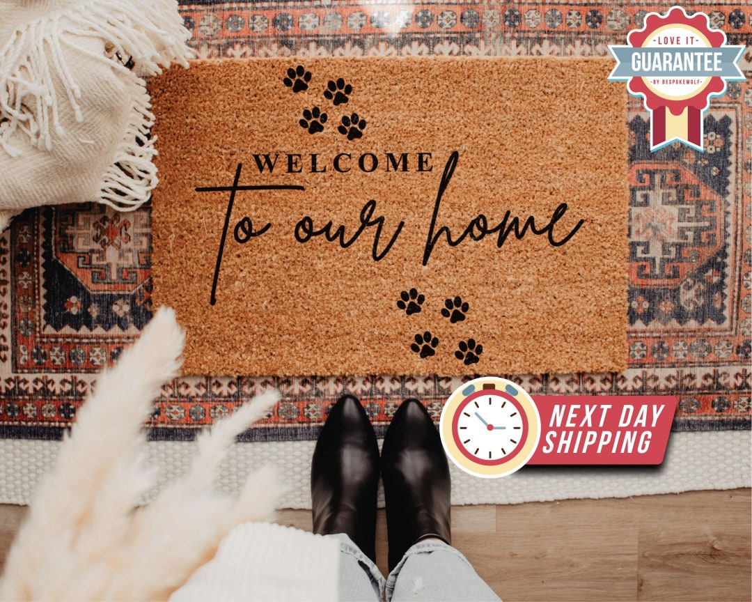 Dog Paws Doormat, Dog Welcome Mat, Welcome to Our Home, Housewarming ...