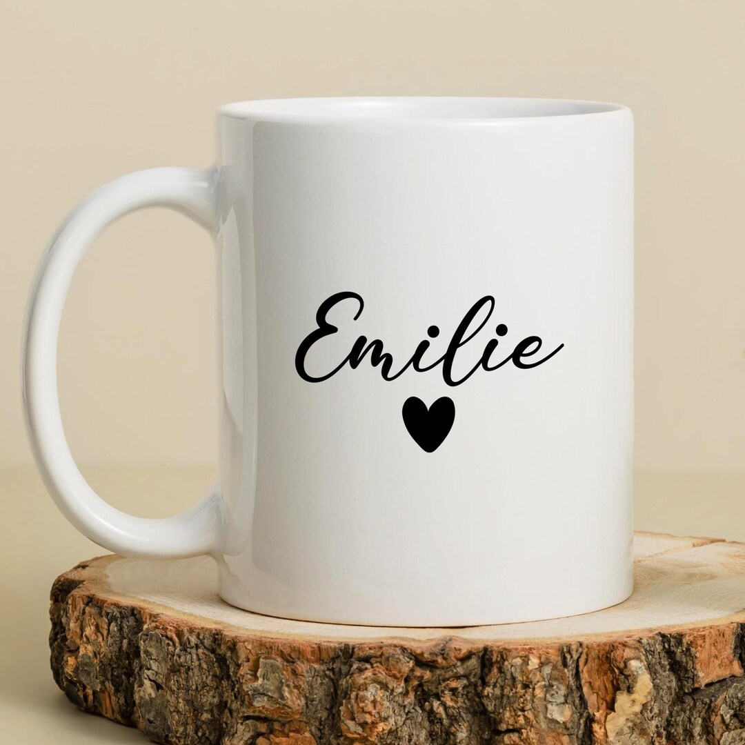 Personalized Coffee Mug, Custom Name Ceramic Mug, Heart Printed Mug ...