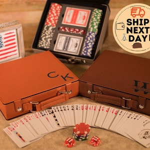 Custom Engraved Poker Set for Him Engraved Poker Set 100 Chips ...