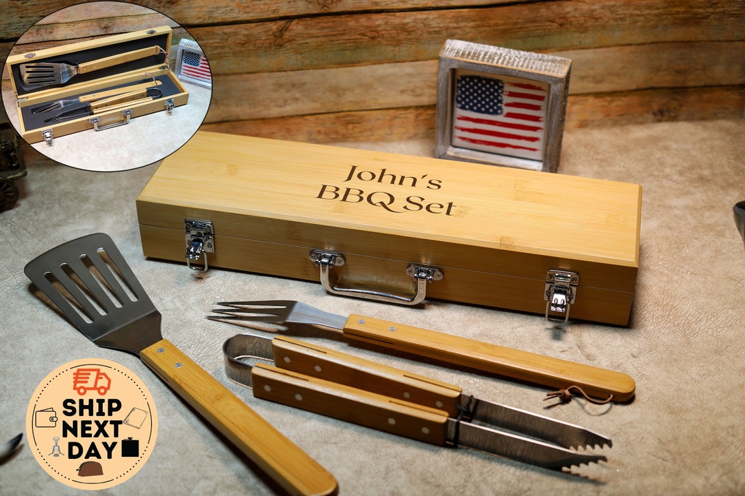 Custom BBQ Set, Personalized Grill Set, BBQ Tool Set, Engraved Grill ...