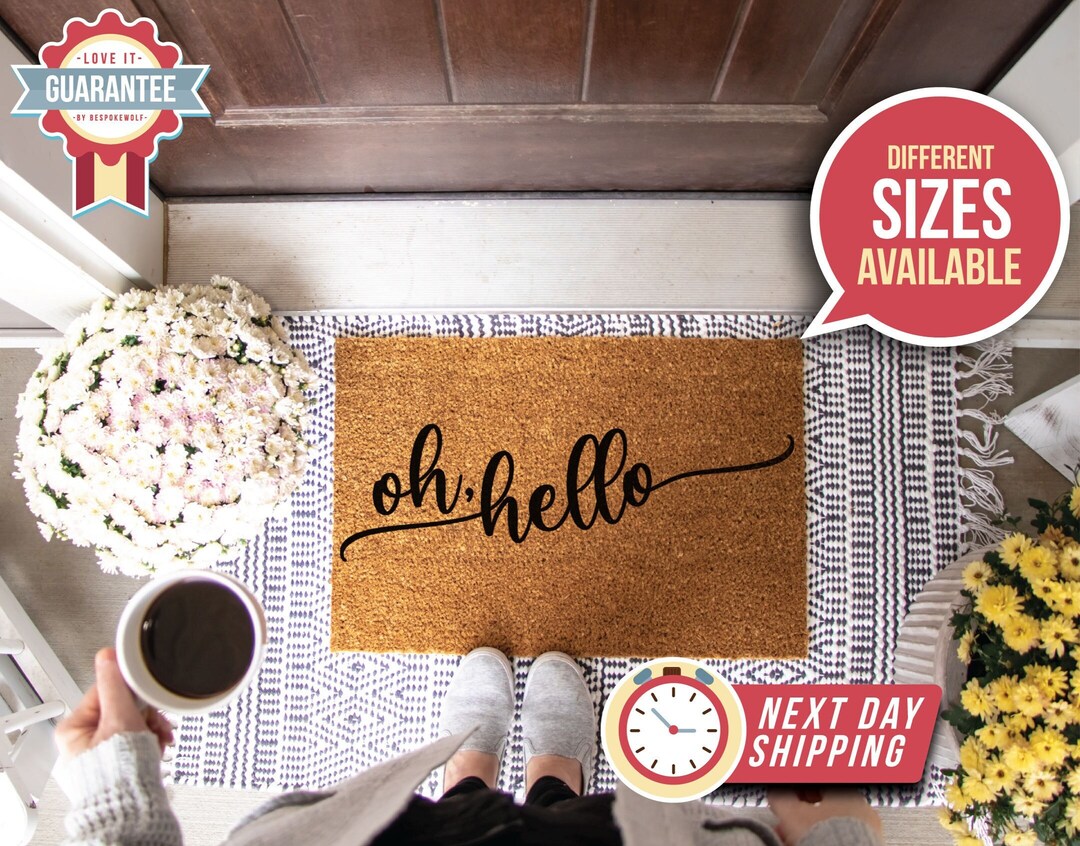 Oh Hello Doormat, Cute Doormat, Housewarming Client Gift, Front Door ...