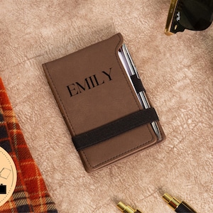 Engraved Leather Notepad, Business Notepad With Pen, Personalized ...