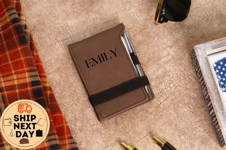 Engraved Leather Notepad, Business Notepad With Pen, Personalized ...