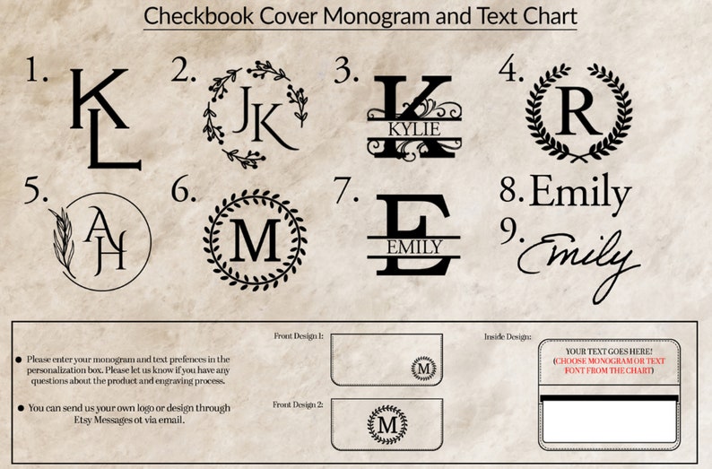 Custom Engraved Checkbook Cover ,personalized Checkbook Covers, Custom ...