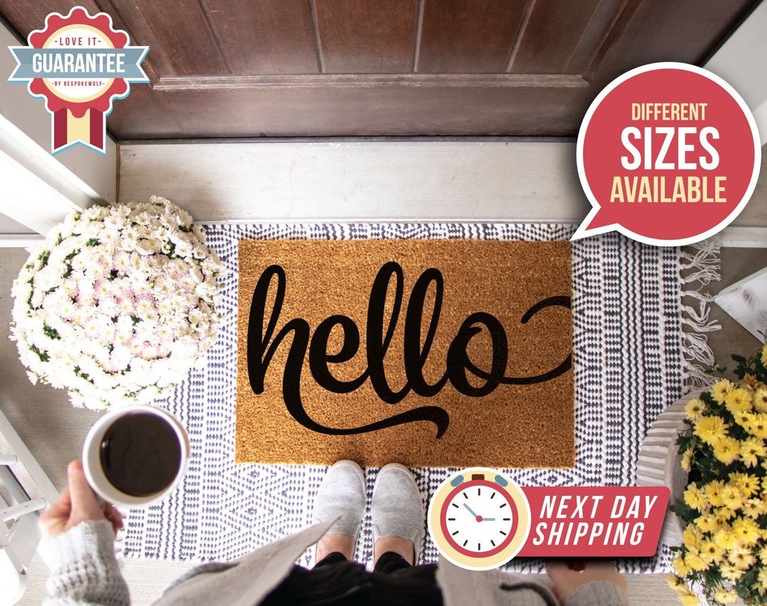Hello Doormat, Wedding Gift, Closing Gift, Hello Welcome Mat, Front ...