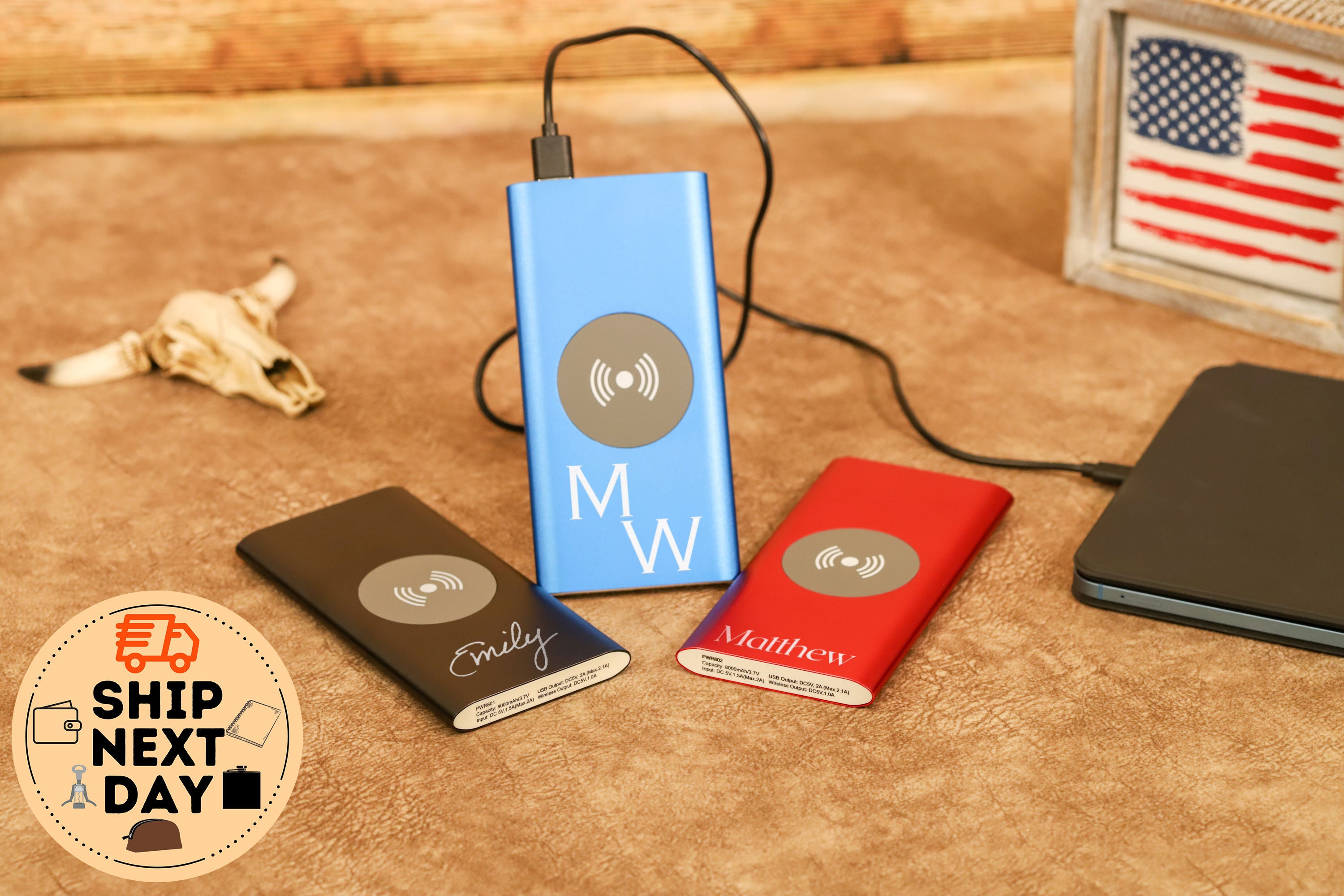 Custom Power Bank 8000MAH Personalized Wireless Phone Charger ,coworker ...