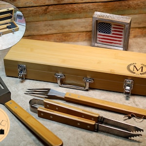 Custom BBQ Set, Personalized Grill Set, BBQ Tool Set, Engraved Grill Tool, Father's Day Gift ...