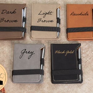Engraved Leather Notepad, Business Notepad With Pen, Personalized ...