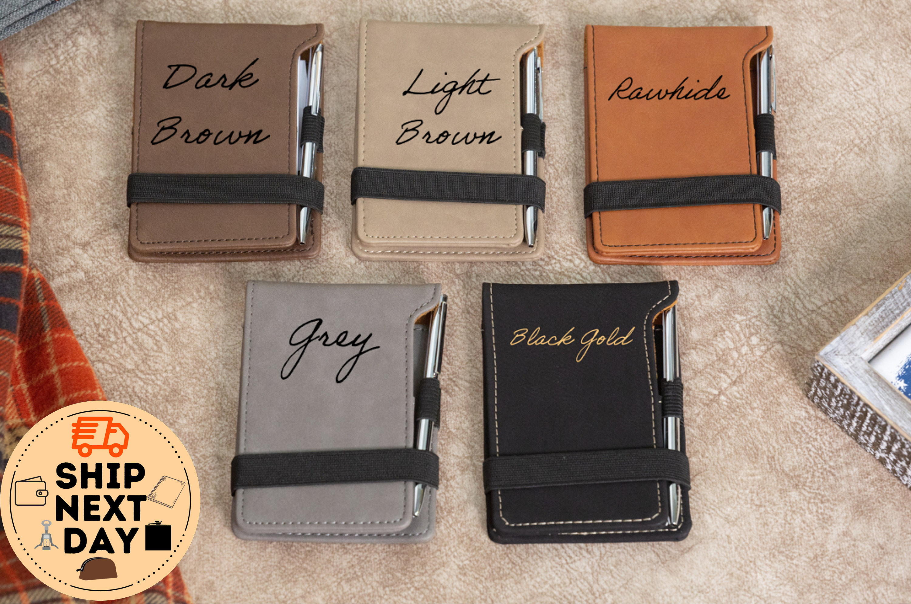 Engraved Leather Notepad, Business Notepad With Pen, Personalized ...