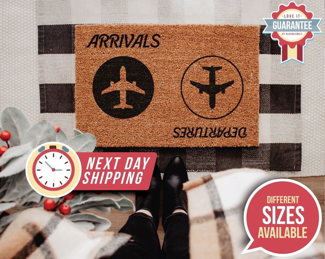 Departures Arrivals Door Mat, Housewarming Gift, Reversible Doormat ...