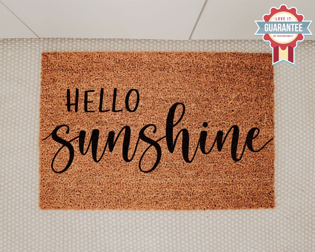 Hello Sunshine Doormat, Custom Welcome Mat, Welcome Mat, Housewarming ...