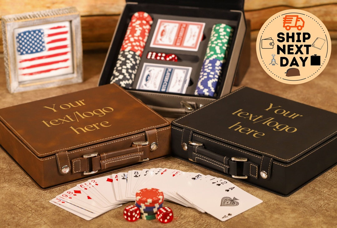Custom Engraved Poker Set for Him Engraved Poker Set 100 Chips ...