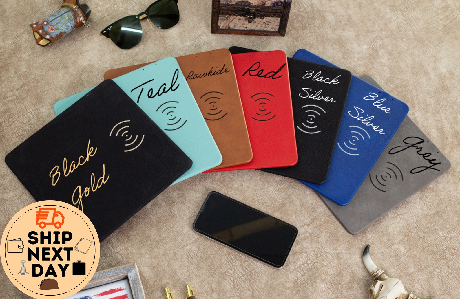 Custom Leather Charging Mat personalized Phone Charger - Etsy Canada