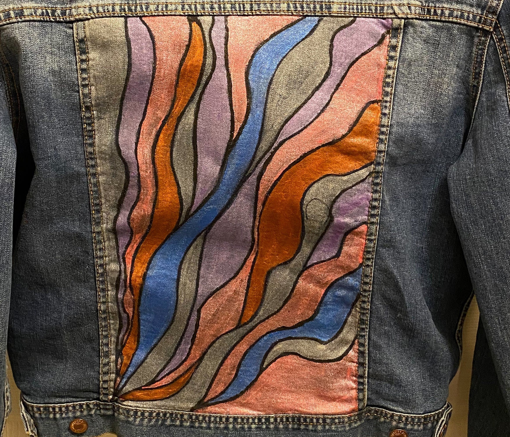 Wave Daze Hand Pained Denim Jacket - Etsy