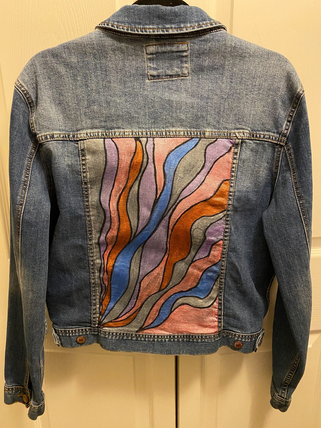 Wave Daze Hand Pained Denim Jacket - Etsy