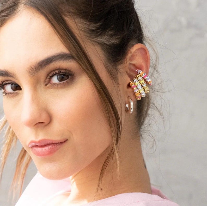 Hand Painted Ear Cuff, Trendy Earcuff, No Piercing, Gold Plated 24k - Etsy