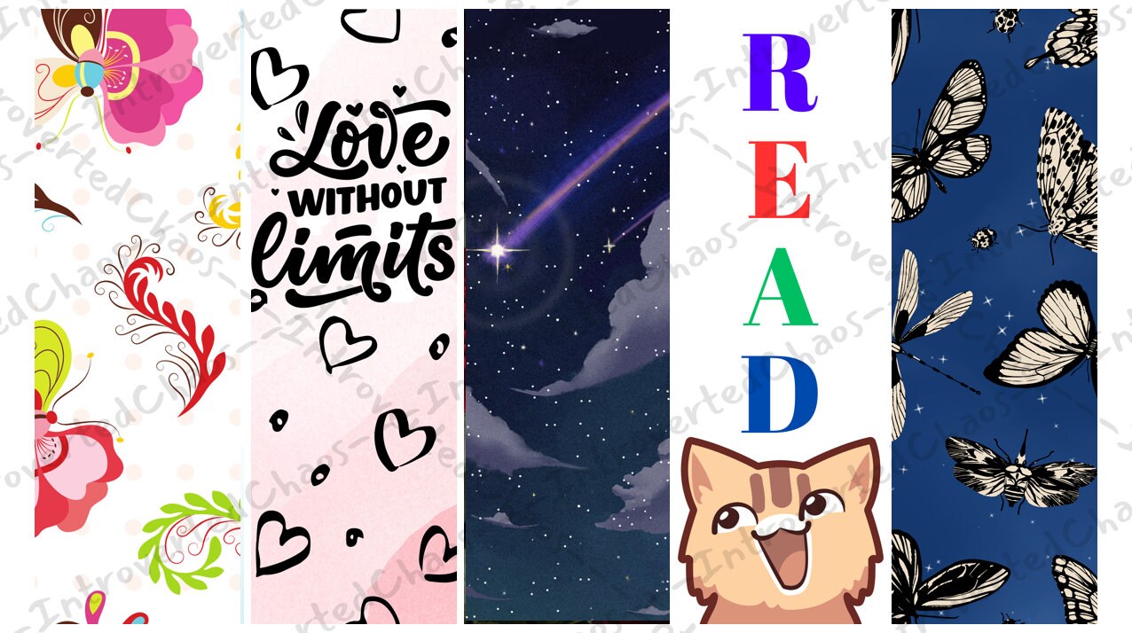 40+ Printable Digital Bookmarks | Pngs | ZIP File - Etsy