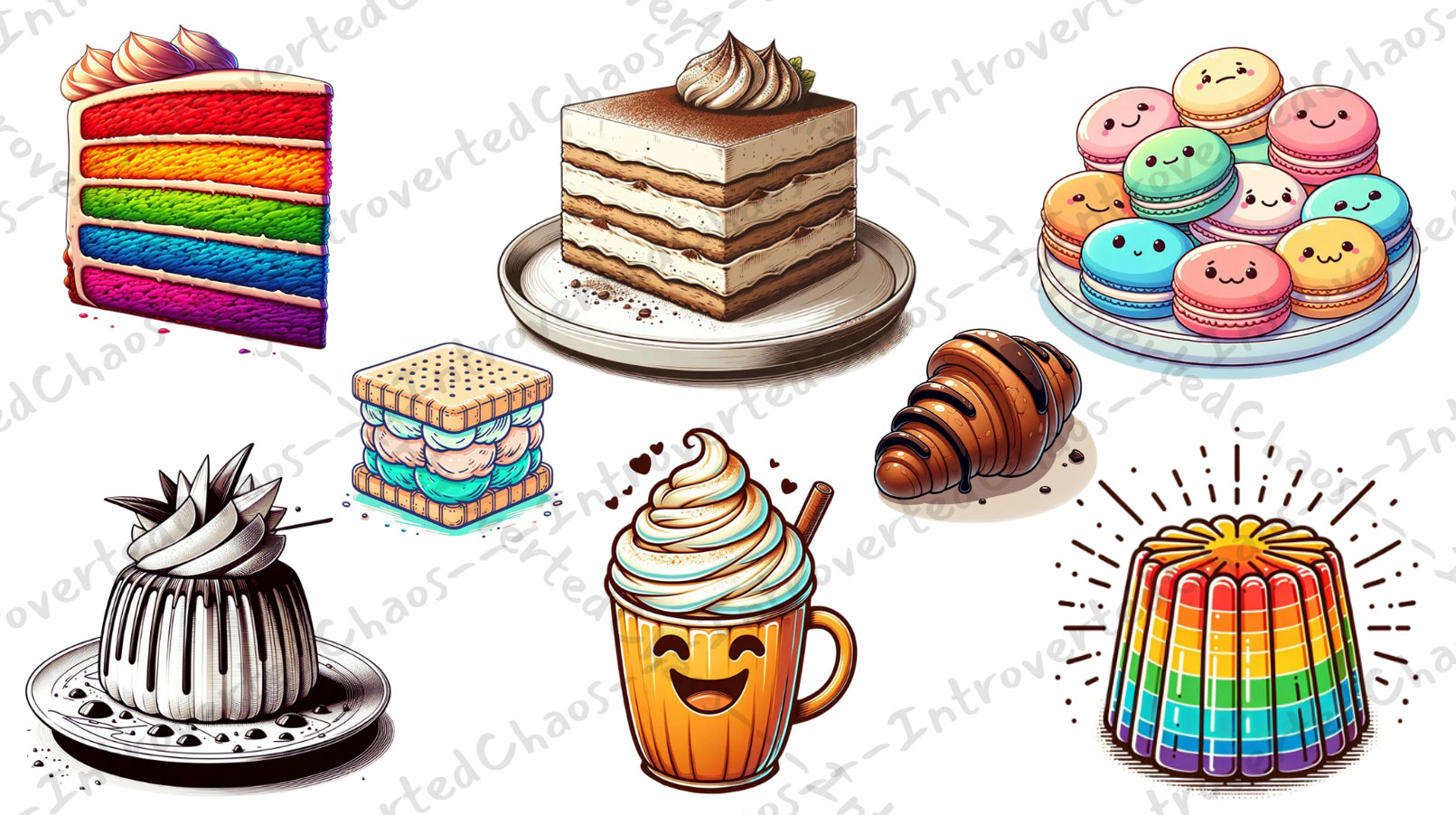 150 Digital Dessert Stickers | Printable Stickers | Individual PNG ...