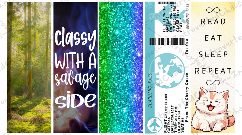 40+ Printable Digital Bookmarks | Pngs | ZIP File - Etsy